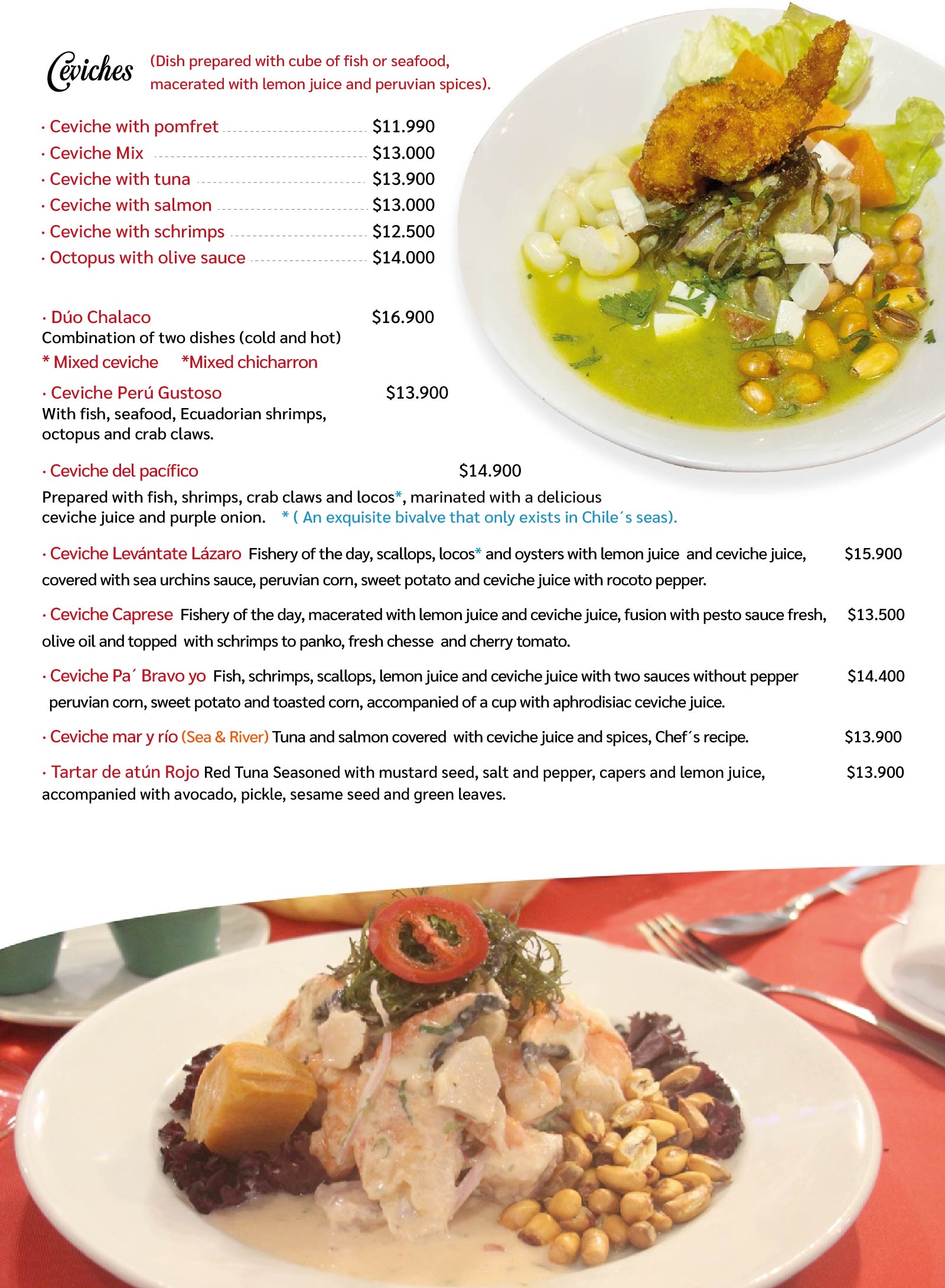 OUR MENU – RESTAURANT PERU GUSTOSO