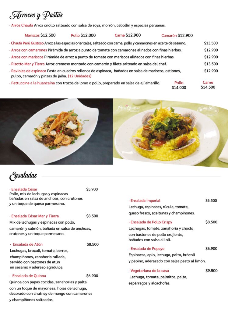 NUESTRA CARTA – RESTAURANT PERU GUSTOSO